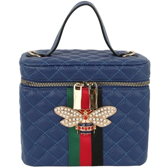 Boutique Exclusive | Bags | Nwt Queen Bee Blue Quilted Striped Boxy ...